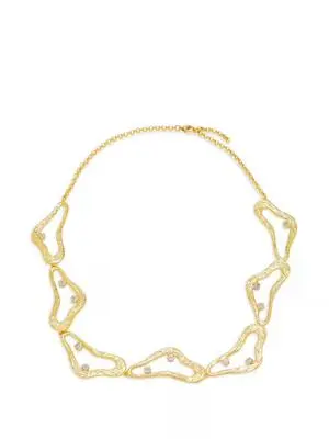 LYNYER Textured Embellished Necklace - Gold