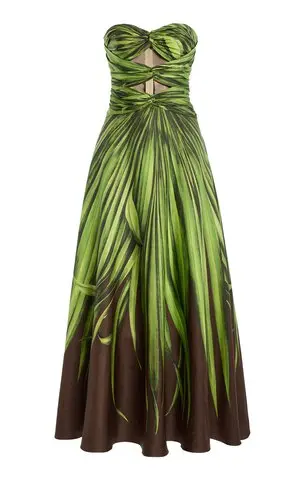 Oscar De La Renta Strapless Sweetheart Neckline Cutout Maxi Dress - Green