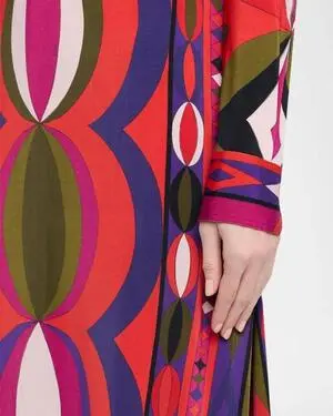Emilio Pucci Collane-print Jersey Maxi Shirtdress
