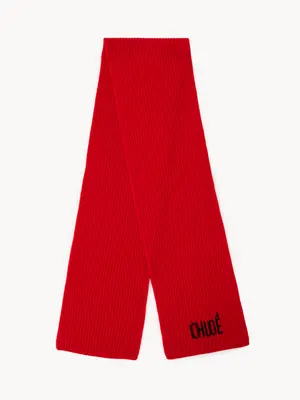 Chloé The Joyful Scarf In Wool & Cashmere Single - Joy Red