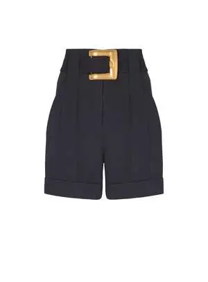 Balmain Grain De Poudre Belted Shorts - Black