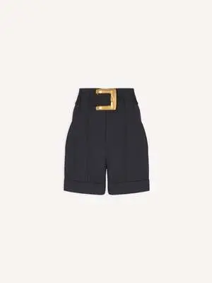 Balmain Grain De Poudre Belted Shorts - Black