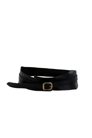 MENINA STEP Sevilla Saddle Leather Belt - Black
