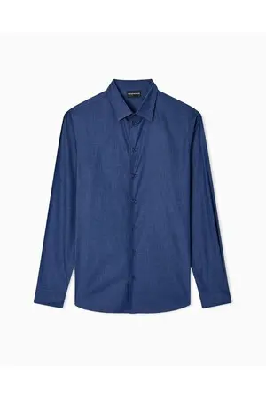 Emporio Armani Denim-effect Fabric Shirt
