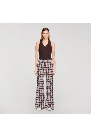 Sandro Print Flared Trousers - Floral