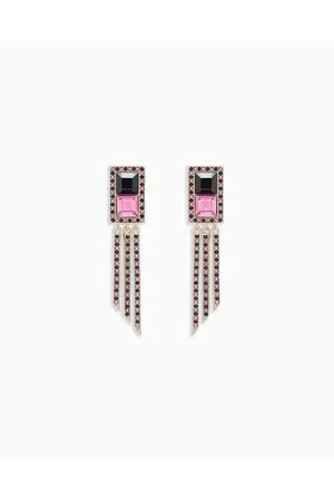 Giorgio Armani Pendant Dangle Earrings With Swarovski Crystals - Black