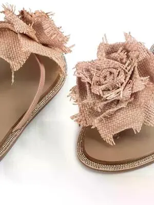 LE SILLA Rose Floral Embellishment Sandals - Neutrals