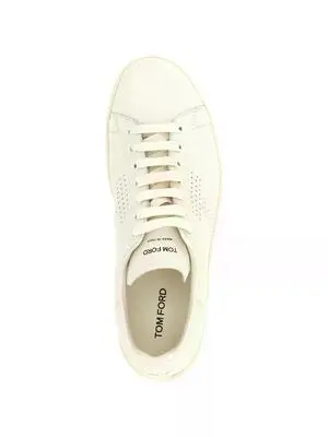 TOM FORD Perforated-logo Leather Sneakers - White