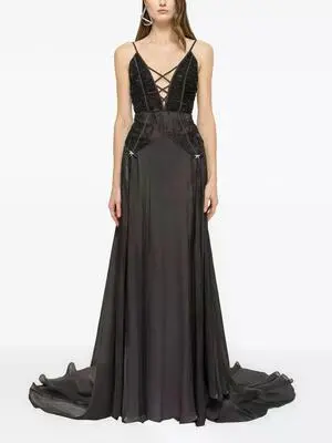 NISSA Lace-panel Maxi Dress