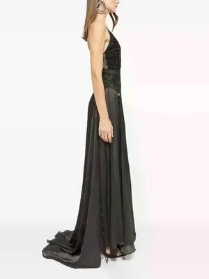 NISSA Lace-panel Maxi Dress