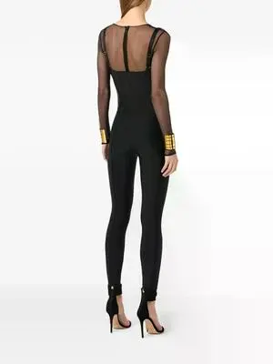Elisabetta Franchi Jersey And Tulle Jumpsuit With Elastic Straps