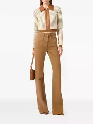 Elisabetta Franchi Flared Jeans With Golden Metal Button Detail - Brown