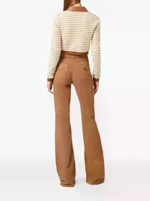 Elisabetta Franchi Flared Jeans With Golden Metal Button Detail - Brown