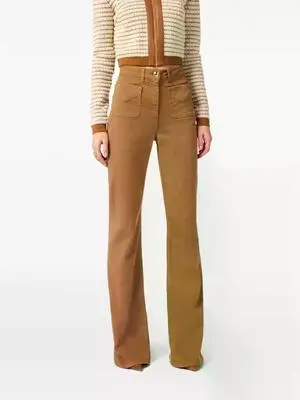 Elisabetta Franchi Flared Jeans With Golden Metal Button Detail - Brown
