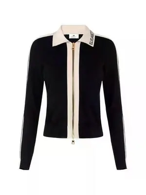 Elisabetta Franchi Logo Jacquard Collar Zip-up Cardigan
