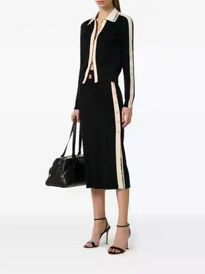 Elisabetta Franchi Logo Jacquard Collar Zip-up Cardigan