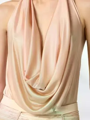 Elisabetta Franchi Halter-neck Drape Top - Neutrals