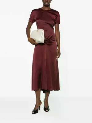 Victoria Beckham Gathered Midi Dress - Red