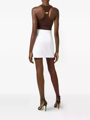 Elisabetta Franchi Cotton Gabardine Mini Skirt With Jewel Buttons