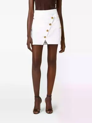 Elisabetta Franchi Cotton Gabardine Mini Skirt With Jewel Buttons