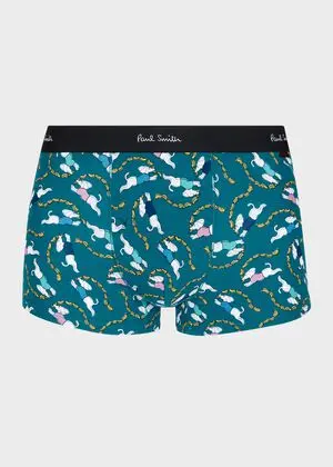 Paul Smith Teal 'sausage Dogs' Print Boxer Briefs - Green