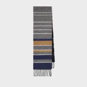Paul Smith Merino-cashmere Stripe Scarf - Grey
