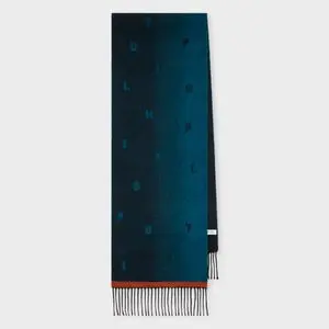 Paul Smith Navy Faded 'ps Initials' Jacquard Scarf - Blue