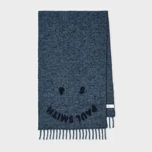 Paul Smith Navy 'happy' Logo Scarf - Blue