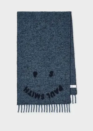 Paul Smith Navy 'happy' Logo Scarf