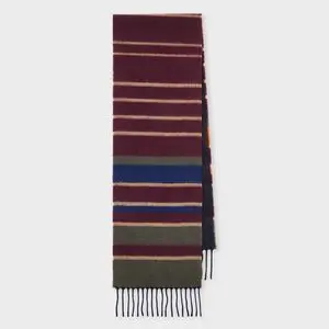 Paul Smith Burgundy Merino-cashmere Stripe Scarf - Red