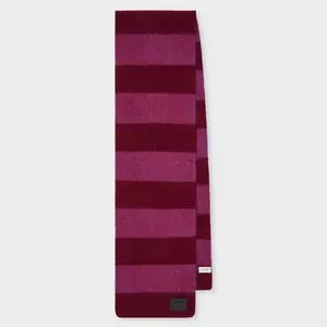 Paul Smith Burgundy And Pink Chunky Stripe Lambswool-mohair Blend Scarf - Red