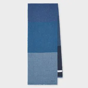 Paul Smith Lambswool-silk Block Stripe Scarf - Blue