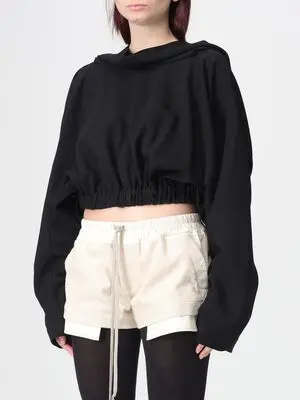 Rick Owens Cropped Hooded Sweatshirt - Black