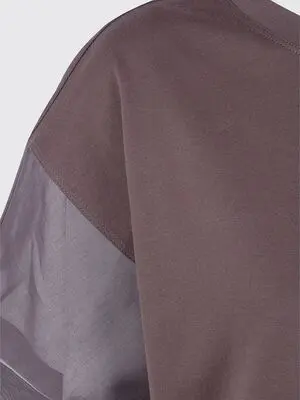 Brunello Cucinelli T-shirt With Sheer Sleeves - Brown