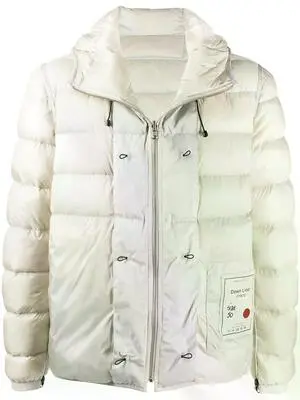 TEN C Hooded Contrast-Panel Puffer Jacket Neutrals