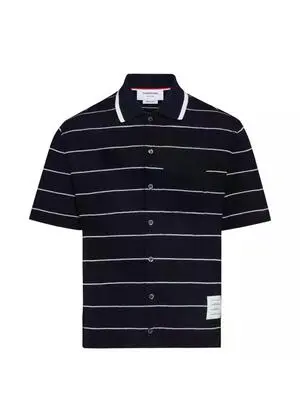 Thom Browne Striped Waffle Short-sleeve Shirt - Blue