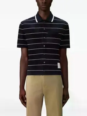 Thom Browne Striped Waffle Short-sleeve Shirt - Blue