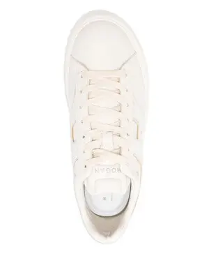 Hogan H-stripes Leather Flatform Sneakers - Silver