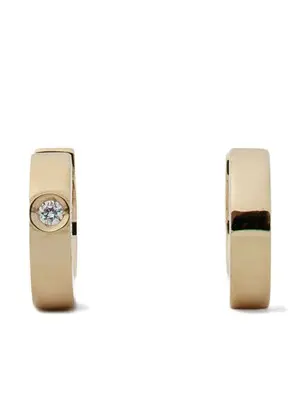 TOTEME Bezel Diamond Huggie Hoop Earrings - Gold