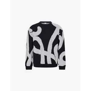 Loewe Logo-print Wool And Cotton-blend Sweatshirt - Navy/grey