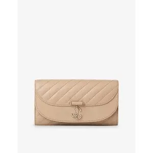 JIMMY CHOO Curve Leather Wallet-on-chain - Chai/shiny Gold