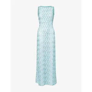 Missoni Chevron Metallic-knit Maxi Cover-up - Aquamarine
