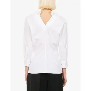 Givenchy Slashed Open-collar Cotton Shirt