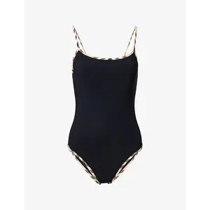 Burberry Sylvia Check-trim Swimsuit - Black