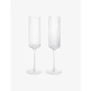 FERM LIVING Ripple Set Of Two Glass Champagne Flutes 23cm - Clear
