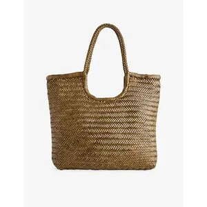 Dragon Diffusion Ns Diagonal Triple Jump Leather Tote - Khaki