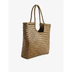 Dragon Diffusion Ns Diagonal Triple Jump Leather Tote - Khaki