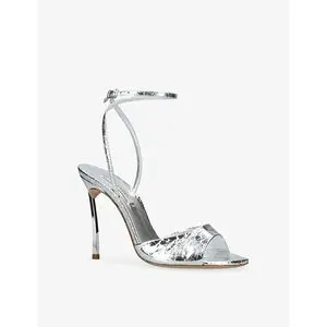 Casadei Blade 100 Metallic-leather Heeled Sandals - Silver