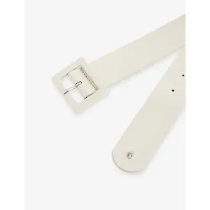 Max Mara Logo-hardware Square-buckle Leather Belt - Ivory