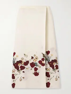 KHAITE KHAITE Demi Floral-Print Organza Midi Skirt
